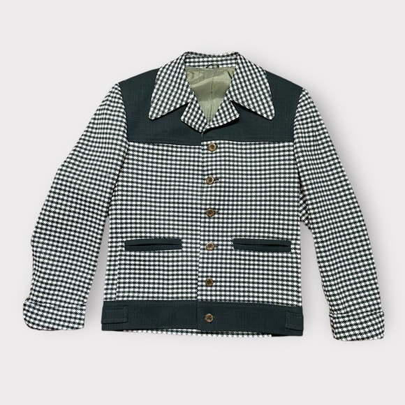 Jackets & Coats | Vintage 197s Green White Houndstooth Jacket | Poshmark
